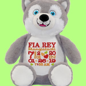 Personalized Stuffed Husky, Personalized Baby Gift,birth Announcement ...