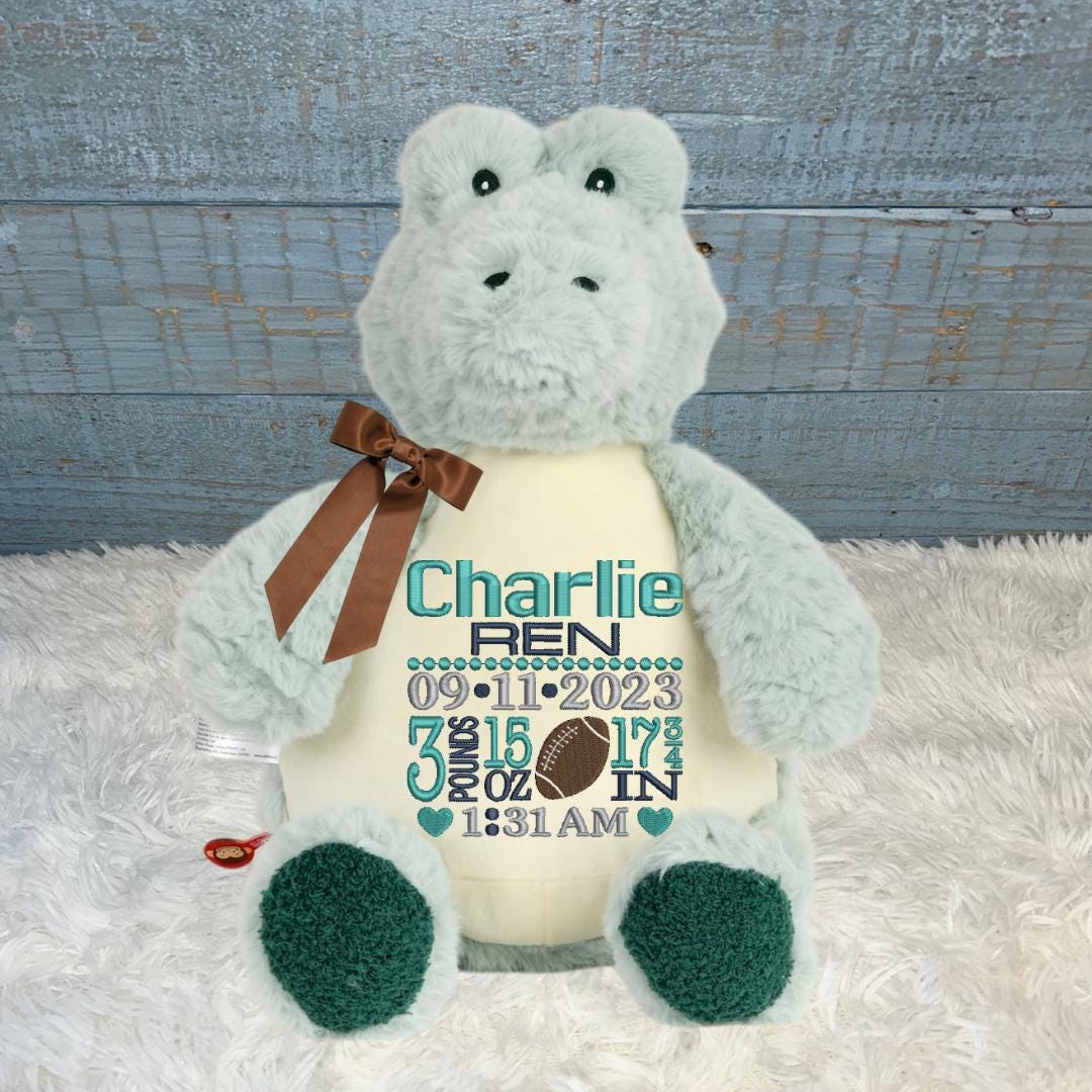 Personalized Stuffed Alligator, Personalized Baby Gift, Birth ...