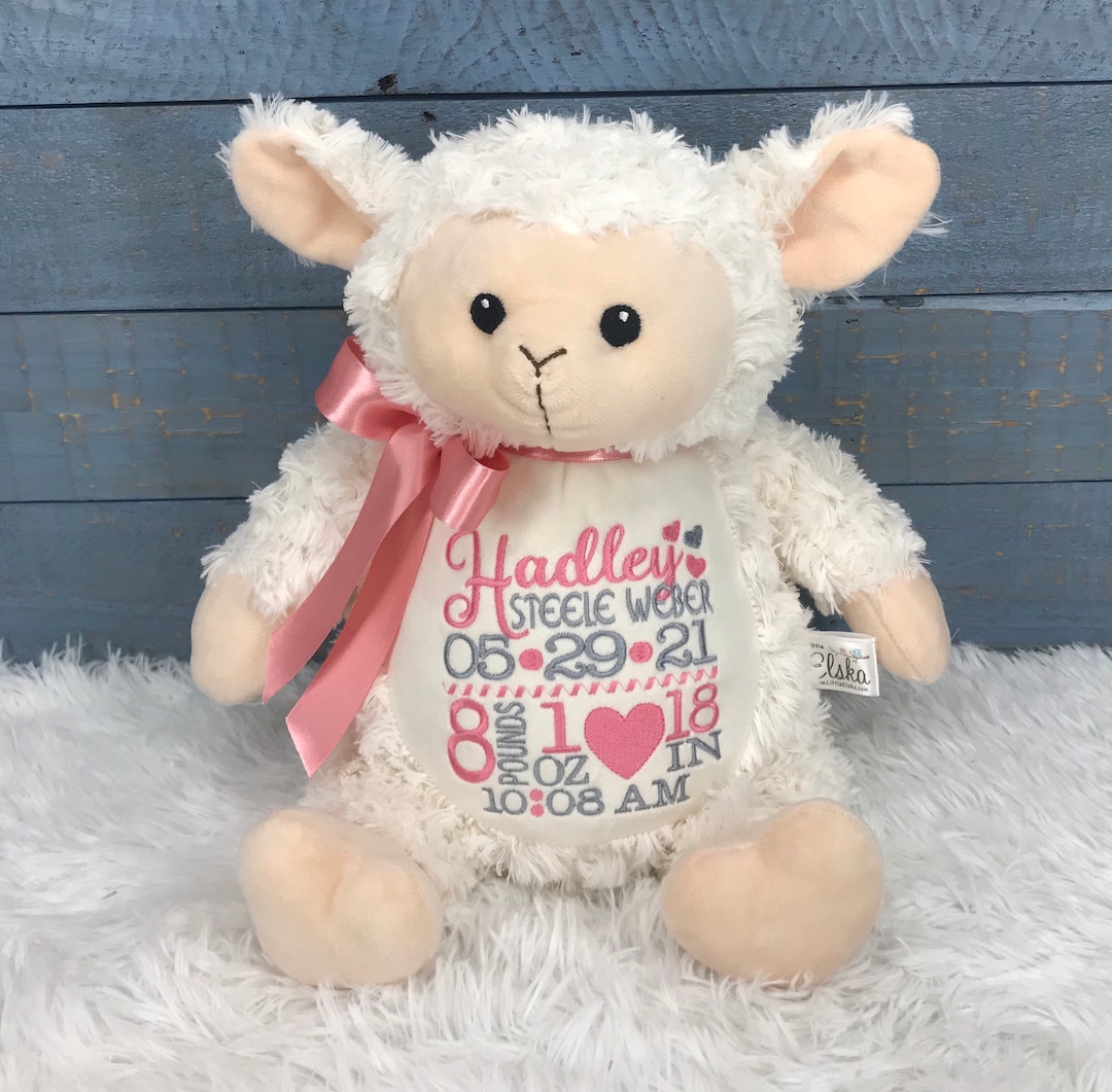 Personalized Stuffed Lamb, Personalized Baby Gift,birth Announcement ...