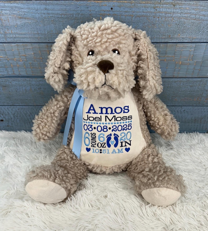 Personalized Stuffed Dog: Birth Announcement Puppy, Baptism Gift - Etsy