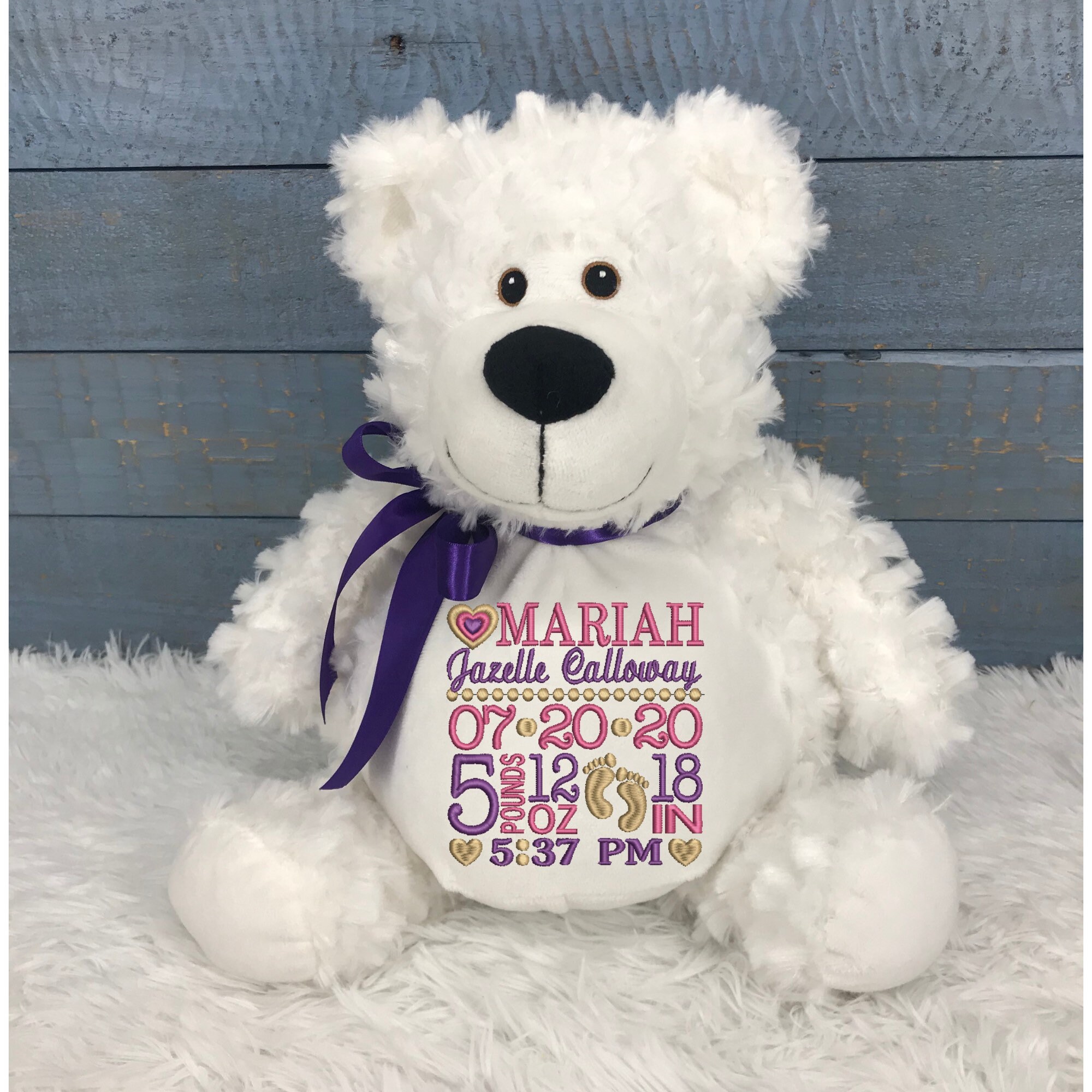 Personalized Stuffed Bear White Bear Personalized Baby | Etsy