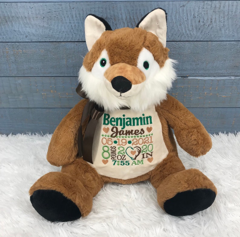 Personalized Stuffed Fox Personalized Baby Giftbirth - Etsy