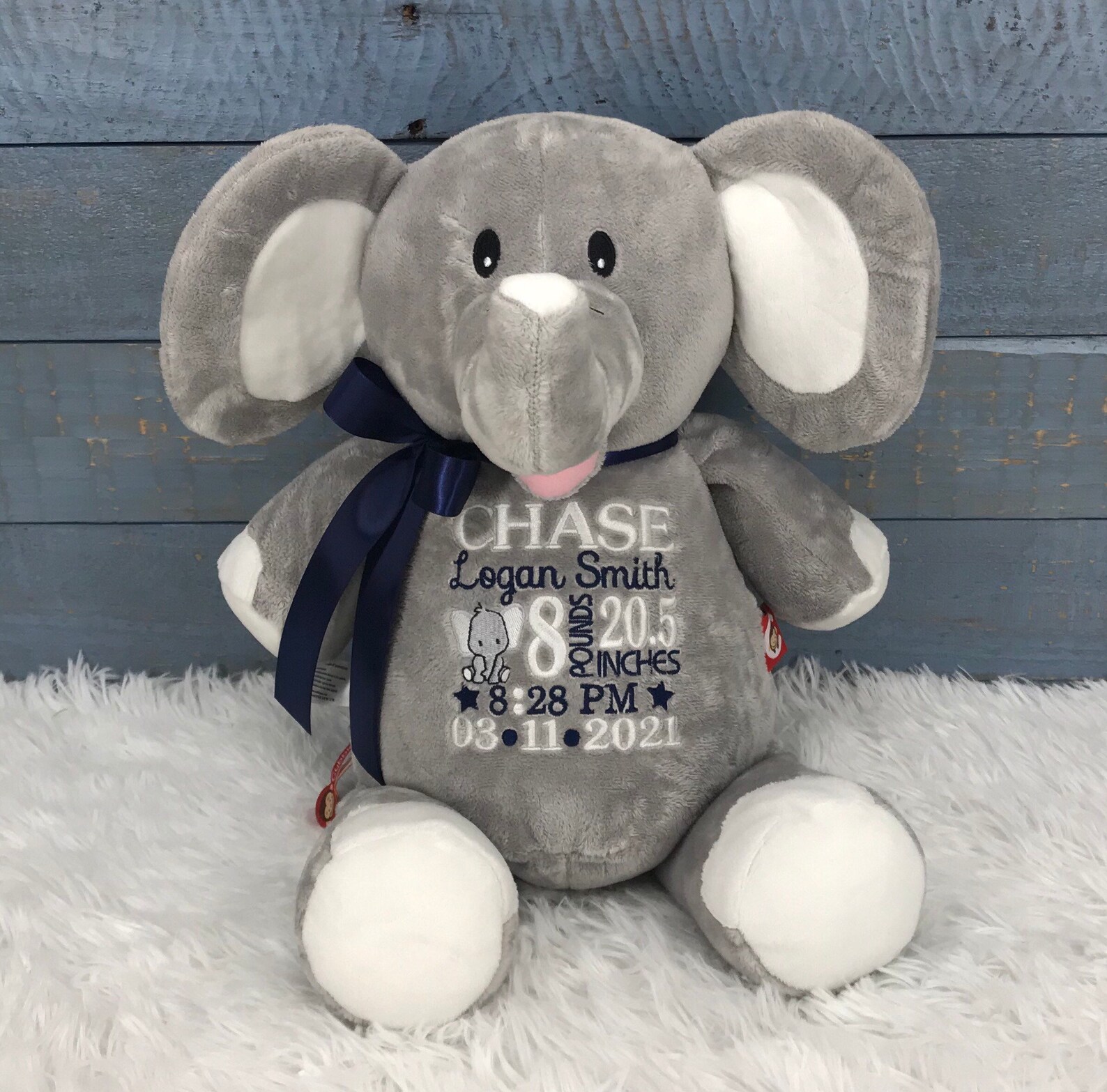 Personalized Stuffed Elephant Personalized Baby GiftBirth | Etsy