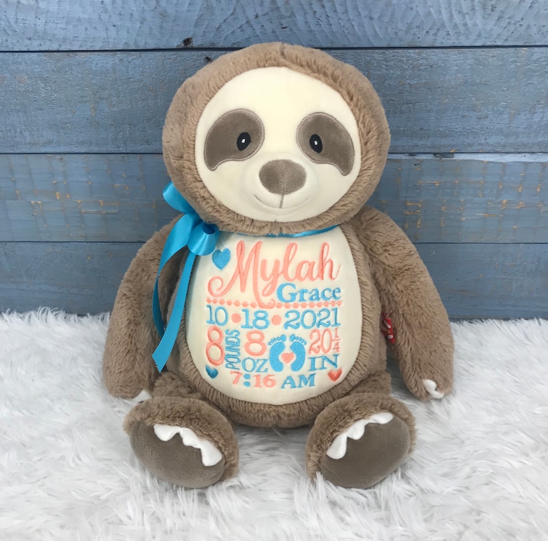 Personalized Stuffed Sloth Personalized Baby Giftbirth | Etsy