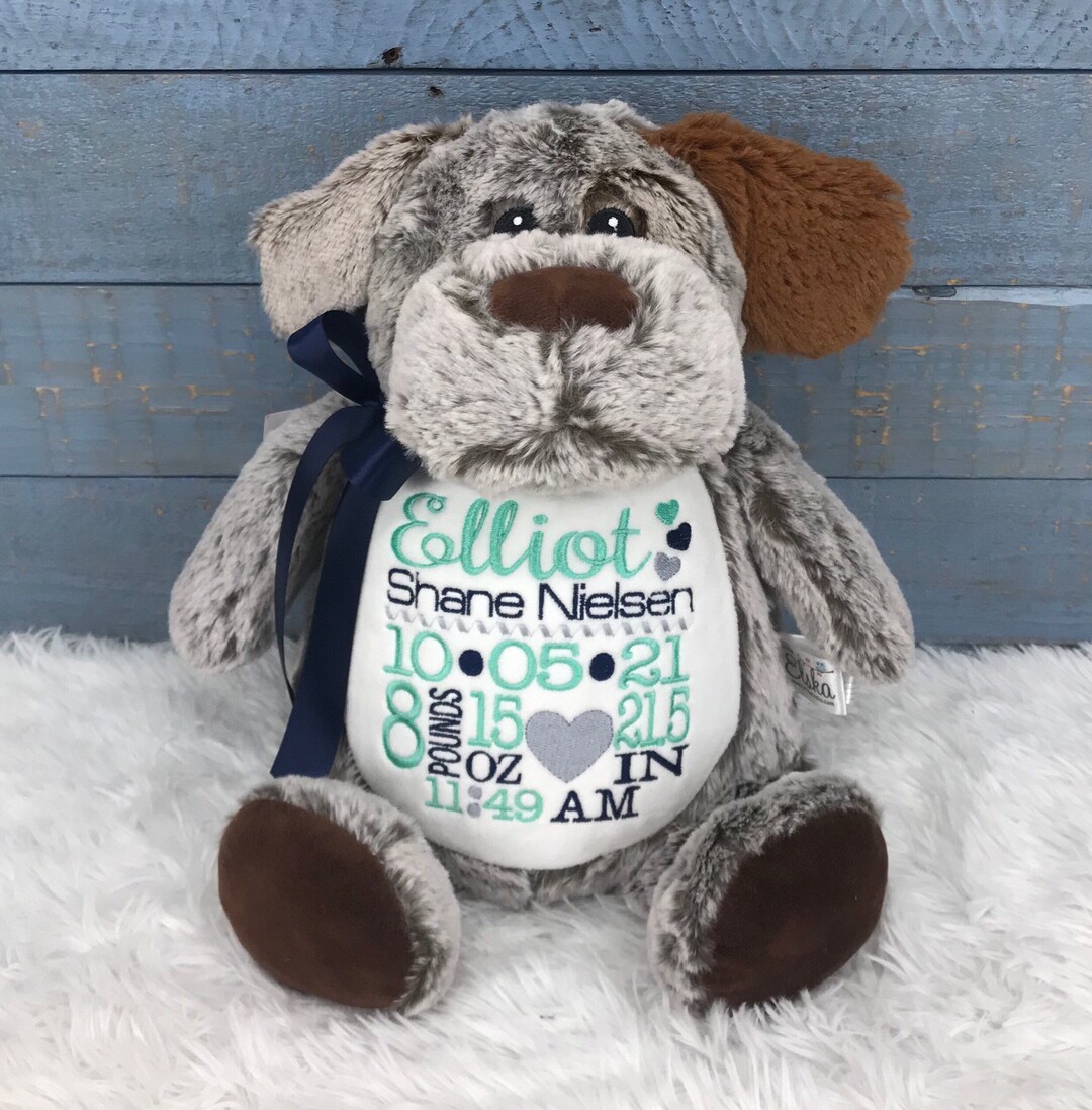 Personalized Stuffed Dog, Personalized Baby Gift,birth Announcement ...