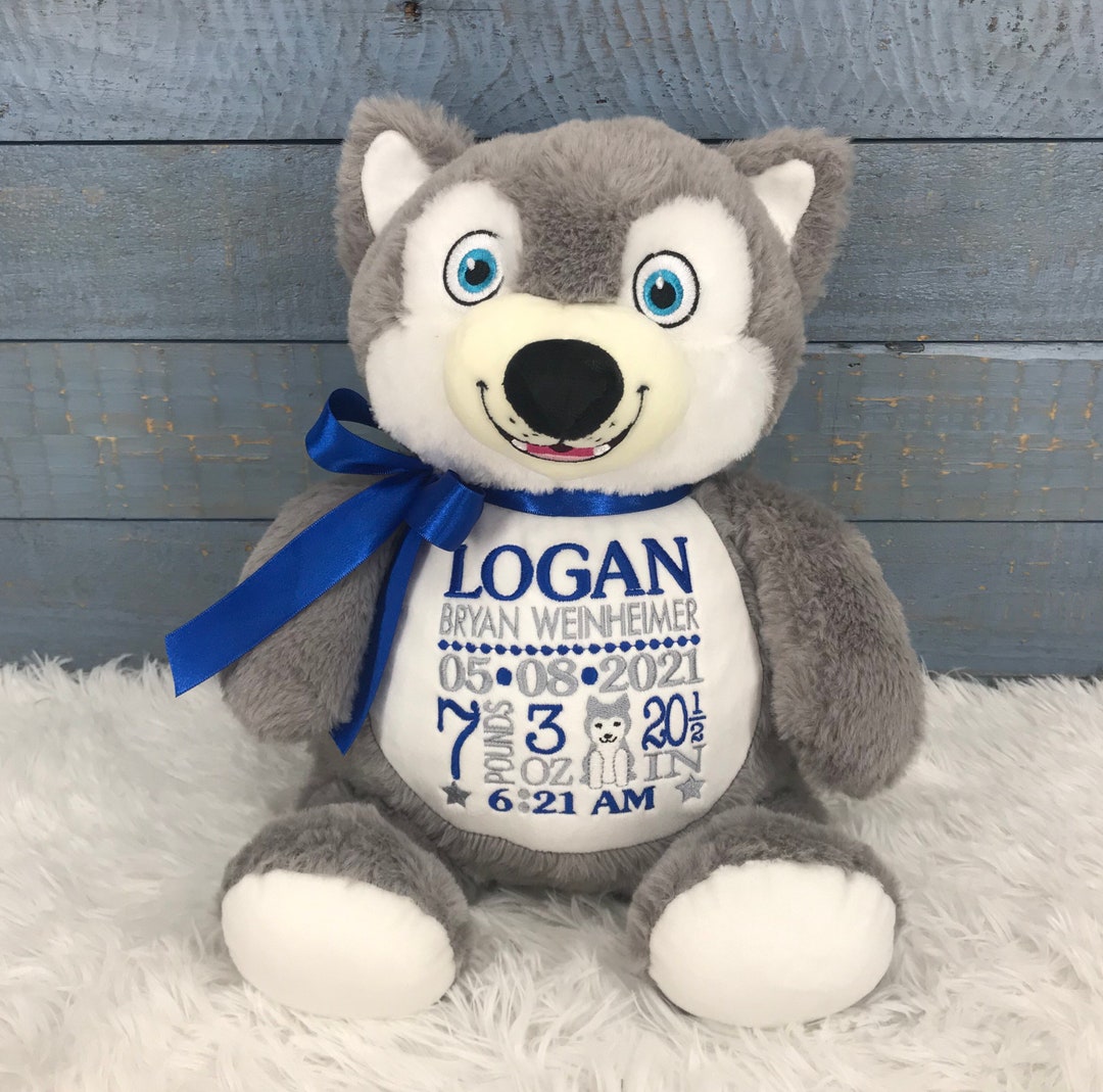 Personalized Stuffed Husky, Personalized Baby Gift,birth Announcement ...