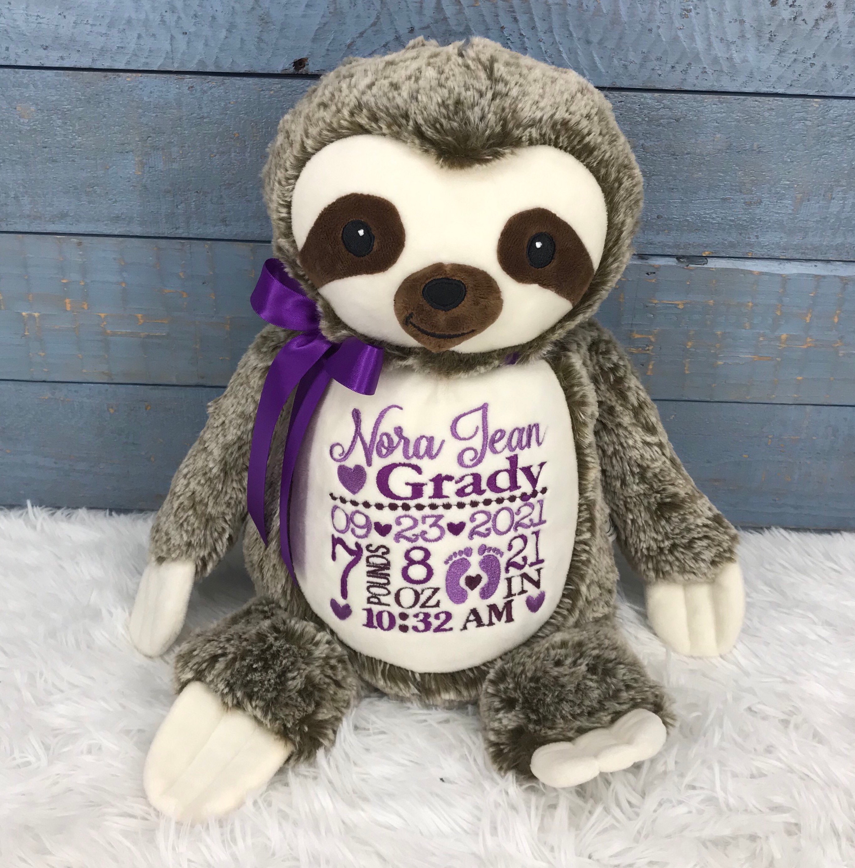 Personalized Stuffed Sloth Personalized Baby Gift Birth | Etsy