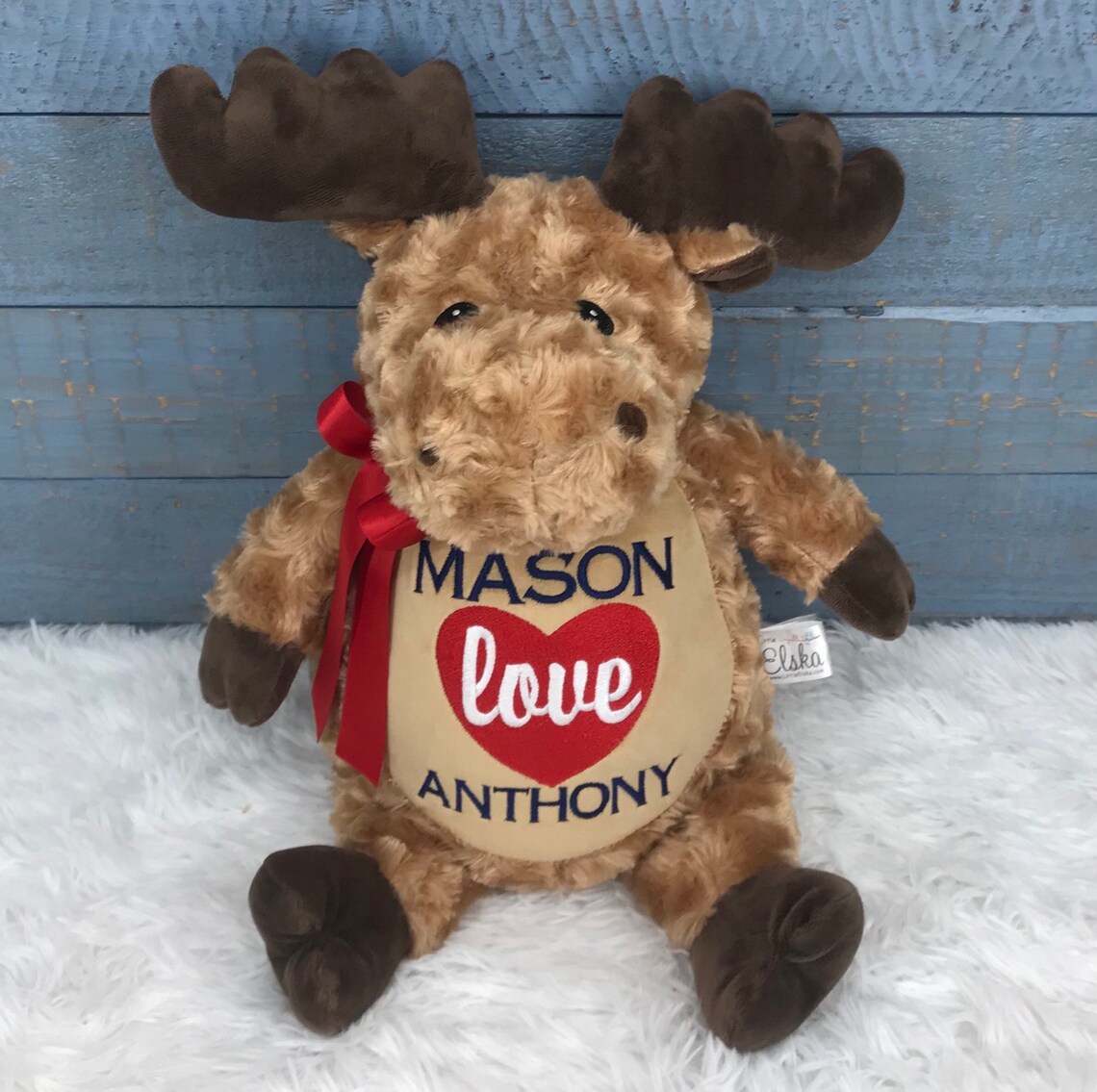 Personalized Stuffed Moose, Personalized Baby Gift,birth Announcement ...