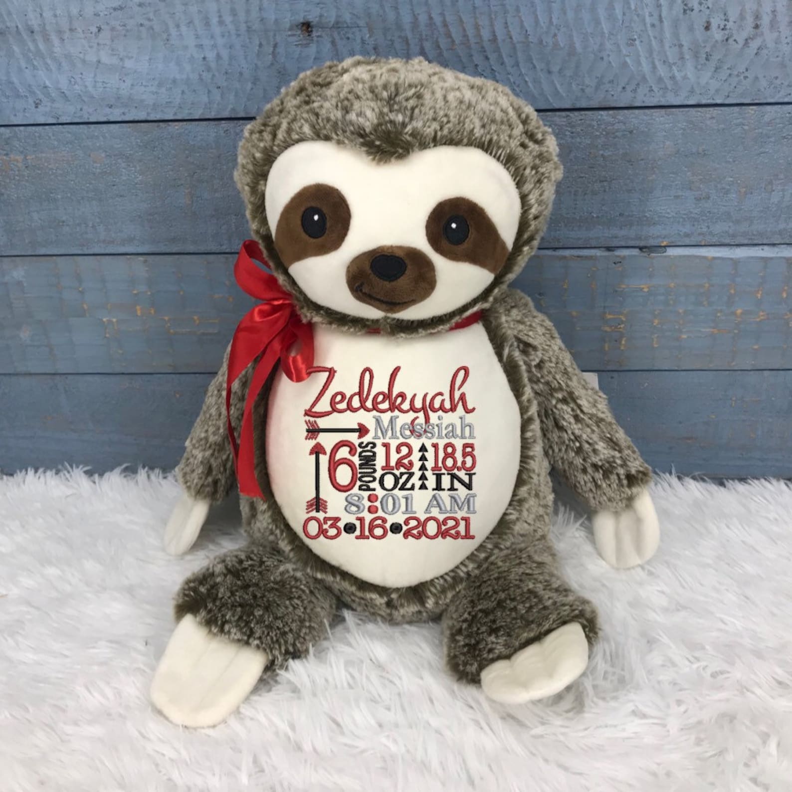 Personalized Stuffed Sloth Personalized Baby Gift Birth | Etsy