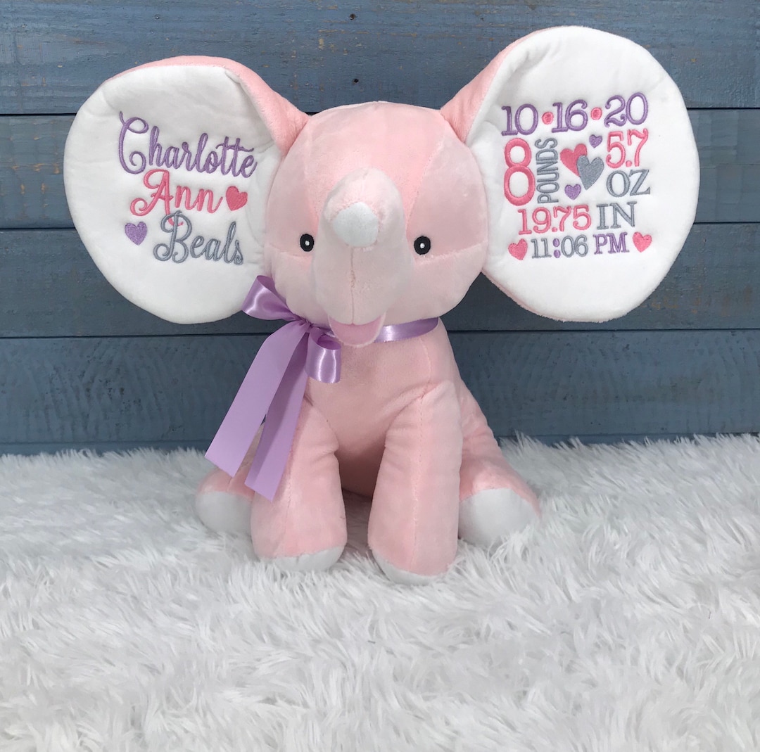 Personalized Stuffed Elephant, Personalized Baby Gift,birth ...