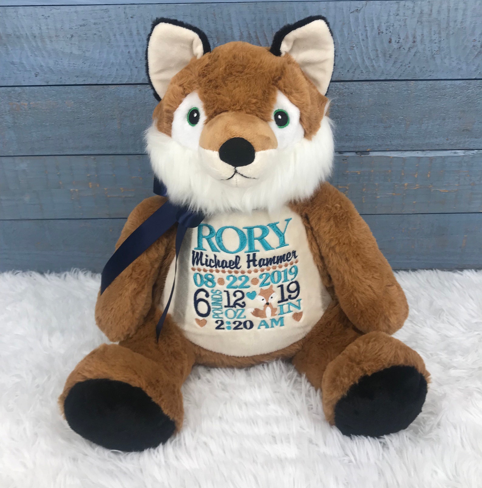 Personalized Stuffed Fox Personalized Baby Giftbirth - Etsy