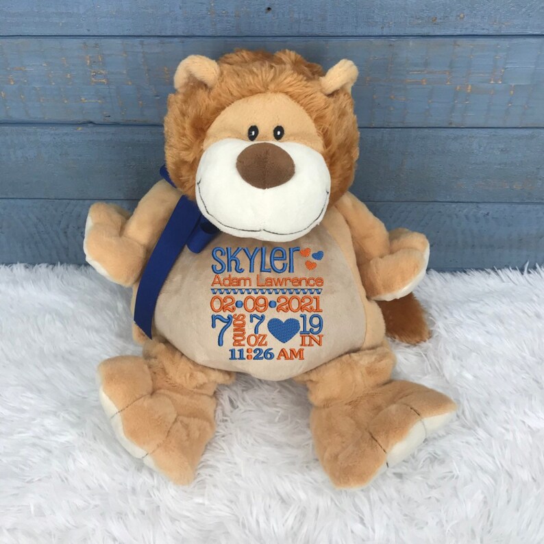 Personalized Stuffed Lion: Embroidered Birth Announcement Gift - Etsy