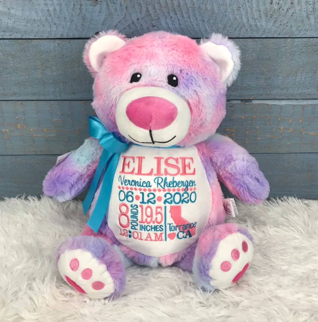 Personalized Stuffed Bear, Personalized Baby Gift, Birth Announcement ...