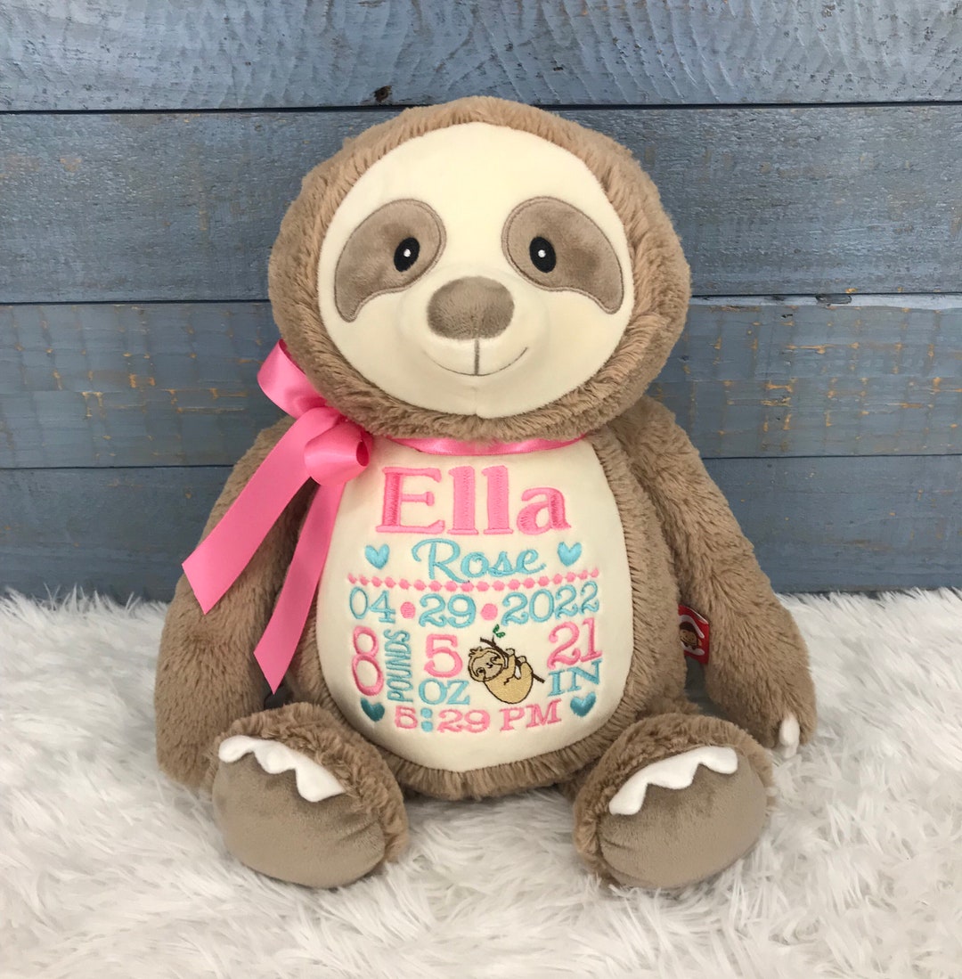 Personalized Stuffed Sloth, Personalized Baby Gift,birth Announcement ...