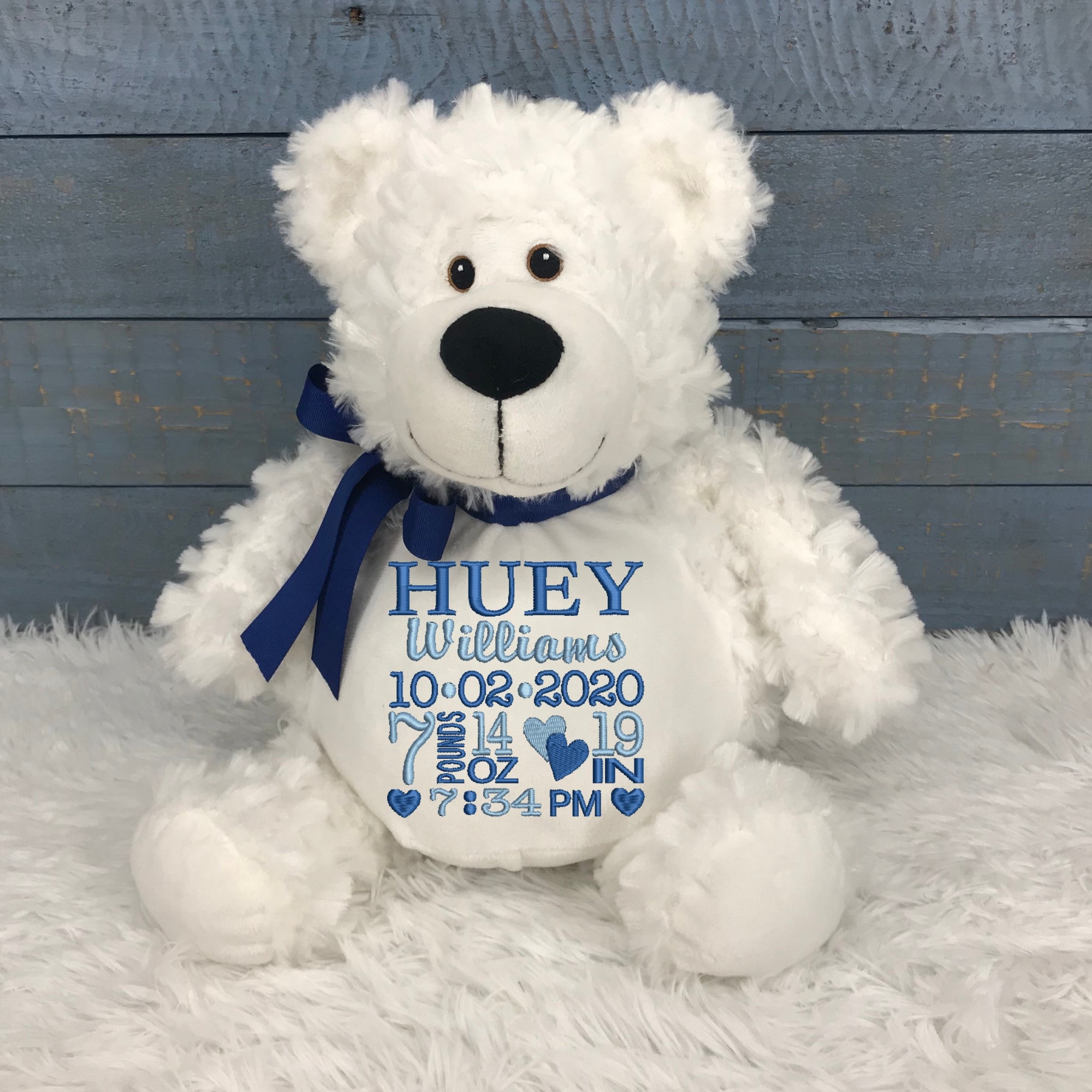 Personalized Stuffed Bear White Bear Personalized Baby | Etsy