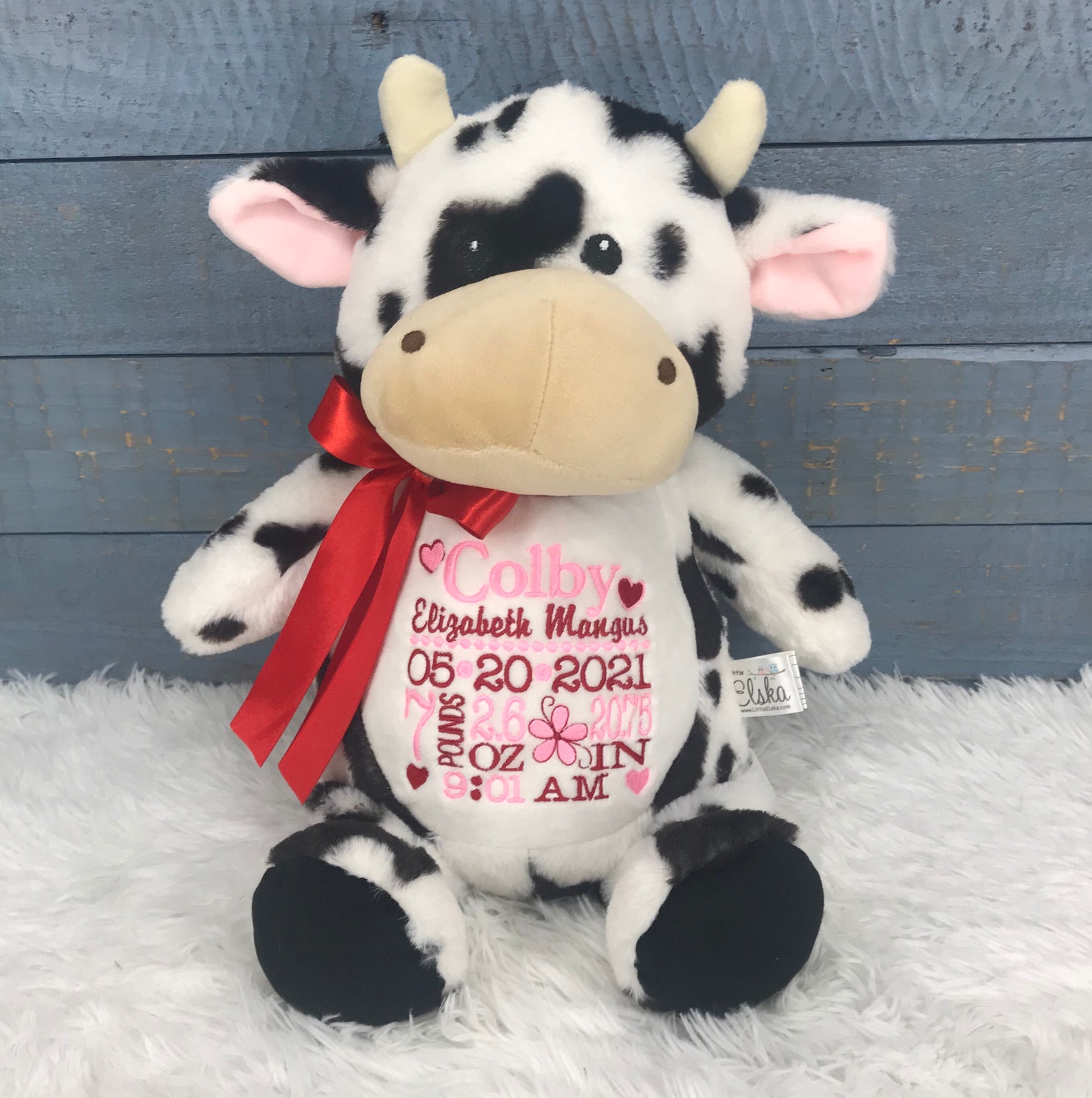 Personalized Stuffed Cow, Personalized Baby Gift,birth Announcement ...