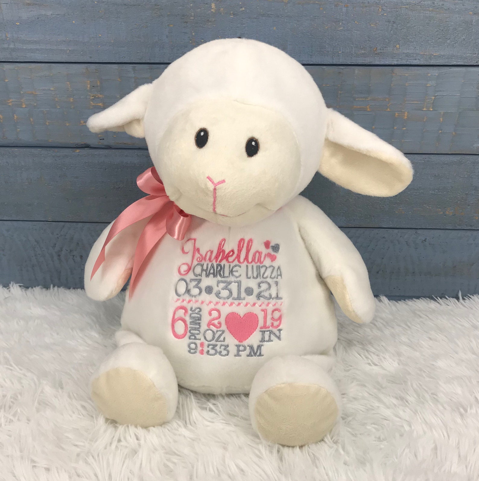 Personalized Stuffed Lamb Personalized Baby GiftBirth | Etsy