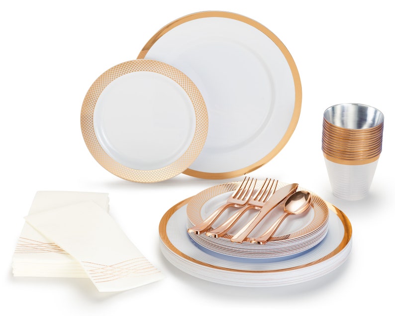 Premium Disposable Dinnerware Set 200 Piece Set 25 Guests | Etsy