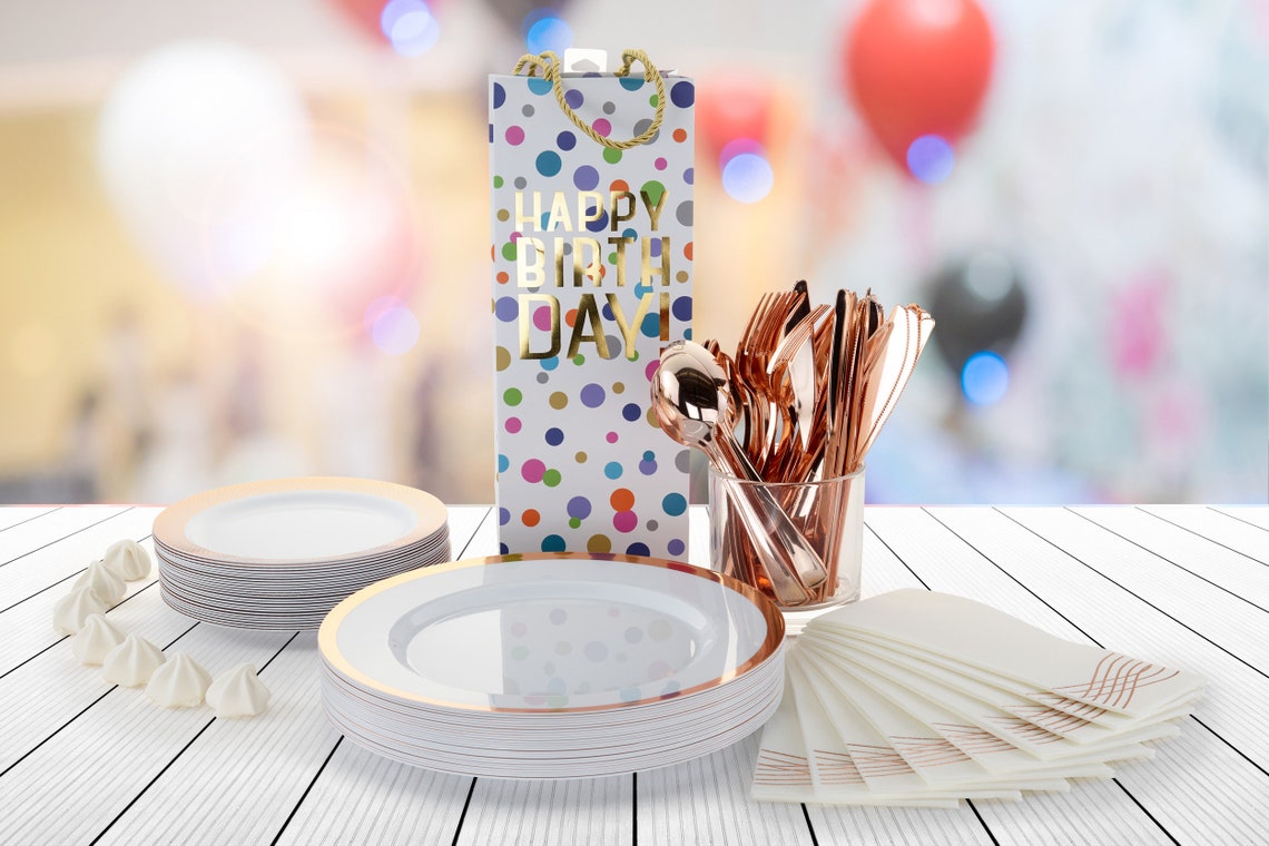 Premium Disposable Dinnerware Set 200 Piece Set 25 Guests | Etsy