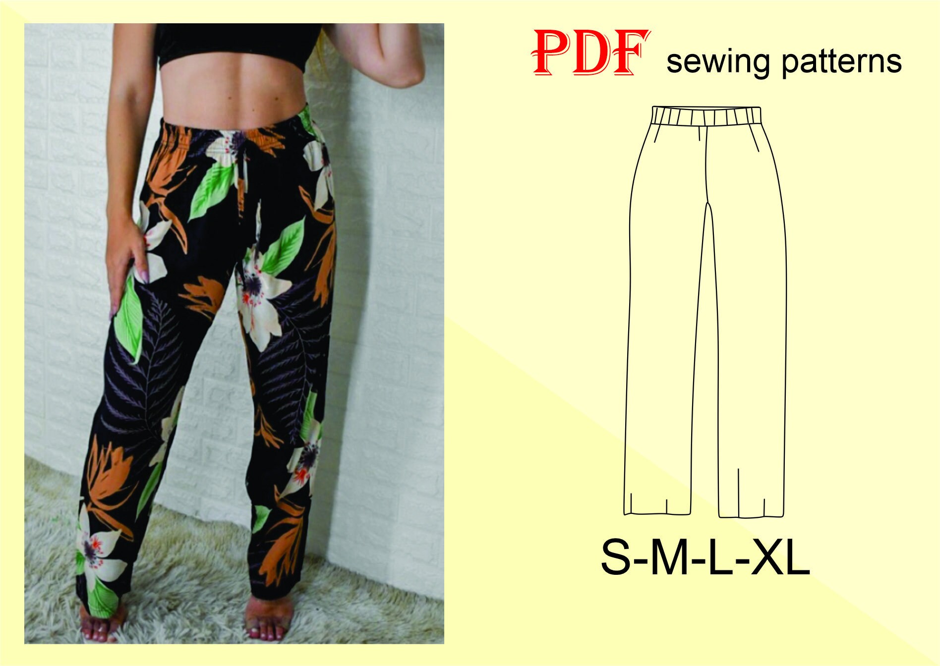 SINGLE Modelpants Pattern for Fabrics Without Elasticity/for Elastic at ...