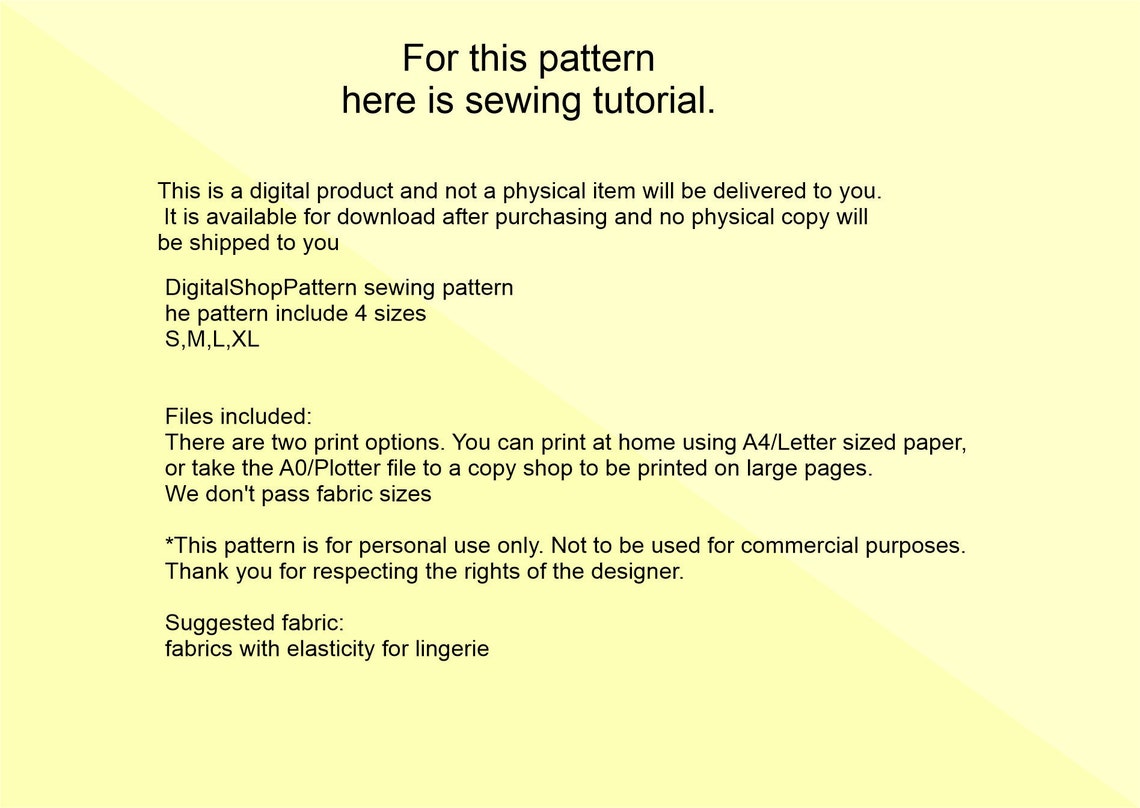 Bra Sewing Pattern S M L XL ,lingerie Pattern, Pattern of Underwear ...