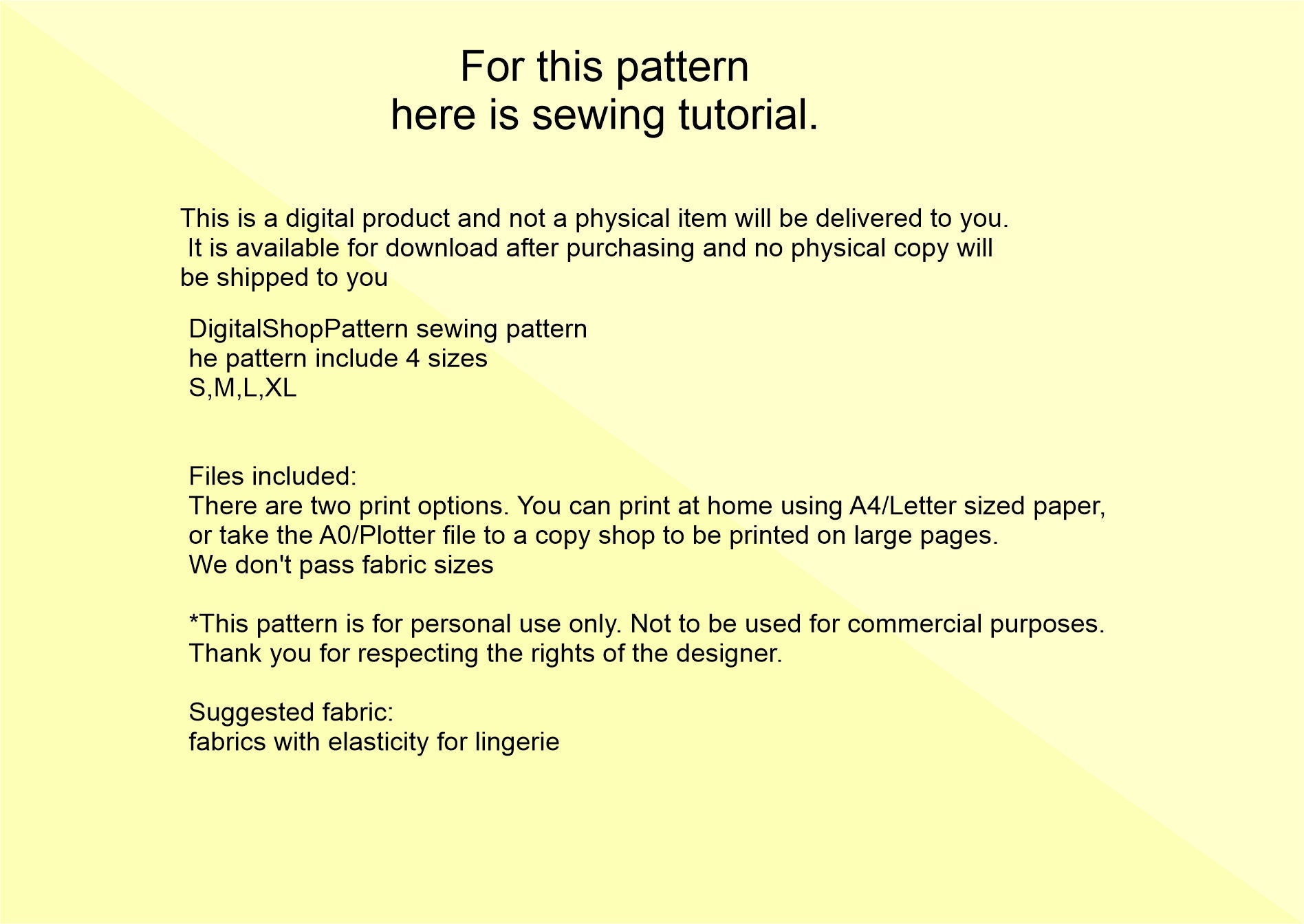 Bra Sewing Pattern S M L XL ,lingerie Pattern, Pattern of Underwear ...