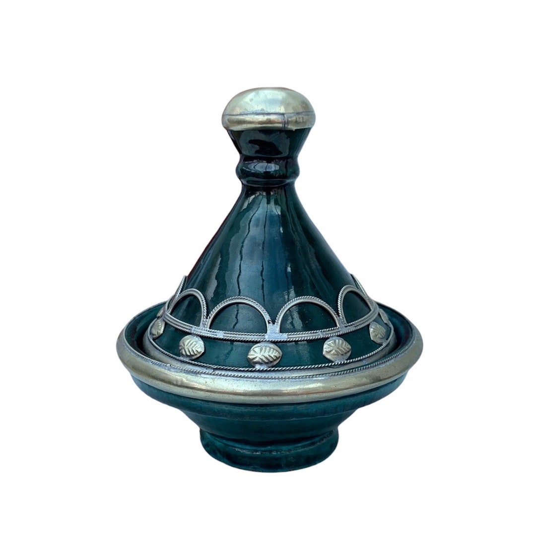 Small Vintage Decorative Moroccan Pottery Tagine With Metal Overlay - Etsy