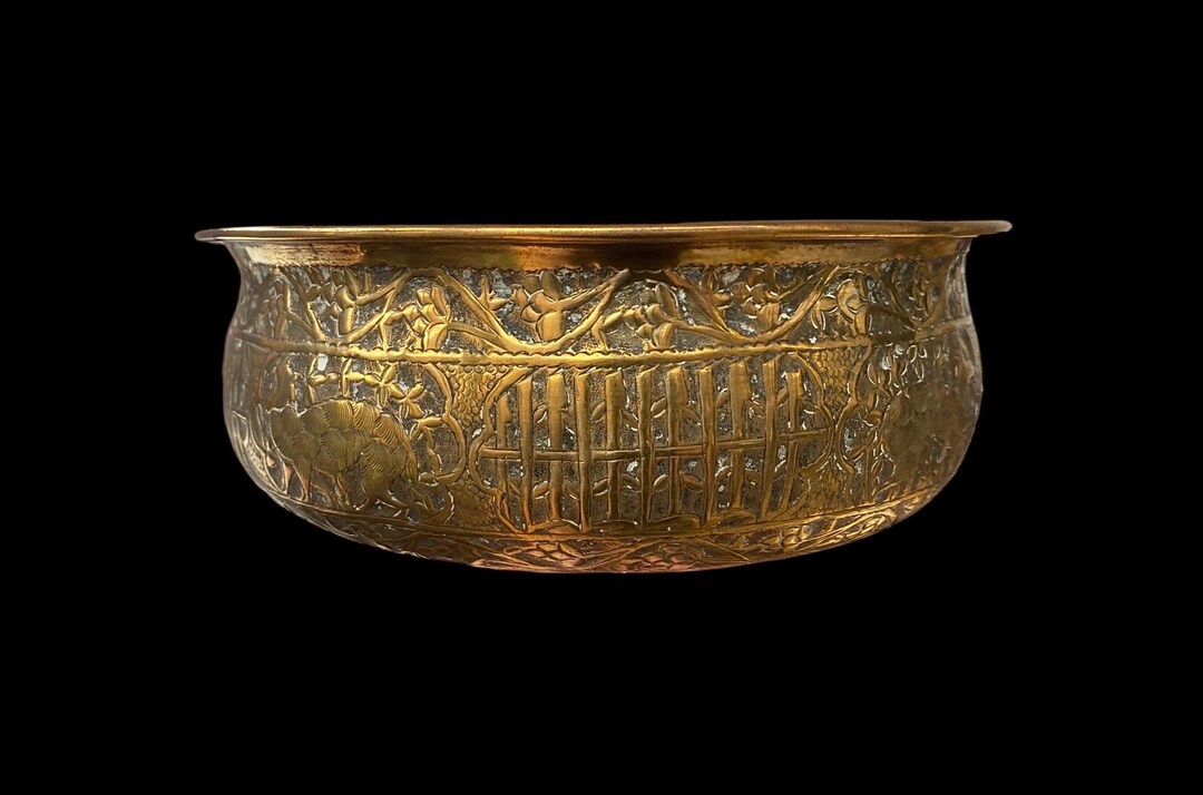 Stunning Antique Arabic Repousse Bowl With Caligraphy Script - Etsy