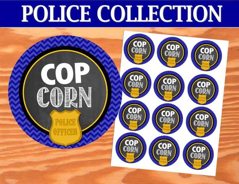 Police POP CORN LABELS Police Party Police Officer | Etsy