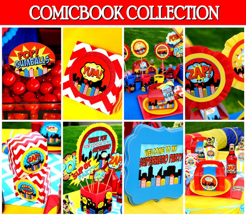 COMIC Party Comic BACKDROP Super Birthday Super Birthday | Etsy