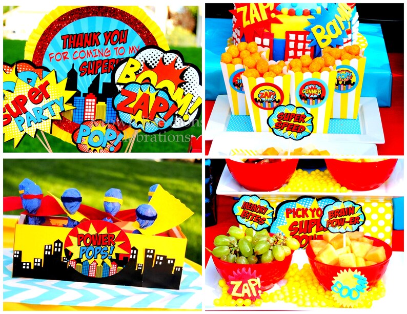 COMIC Party Comic BACKDROP Super Birthday Super Birthday | Etsy