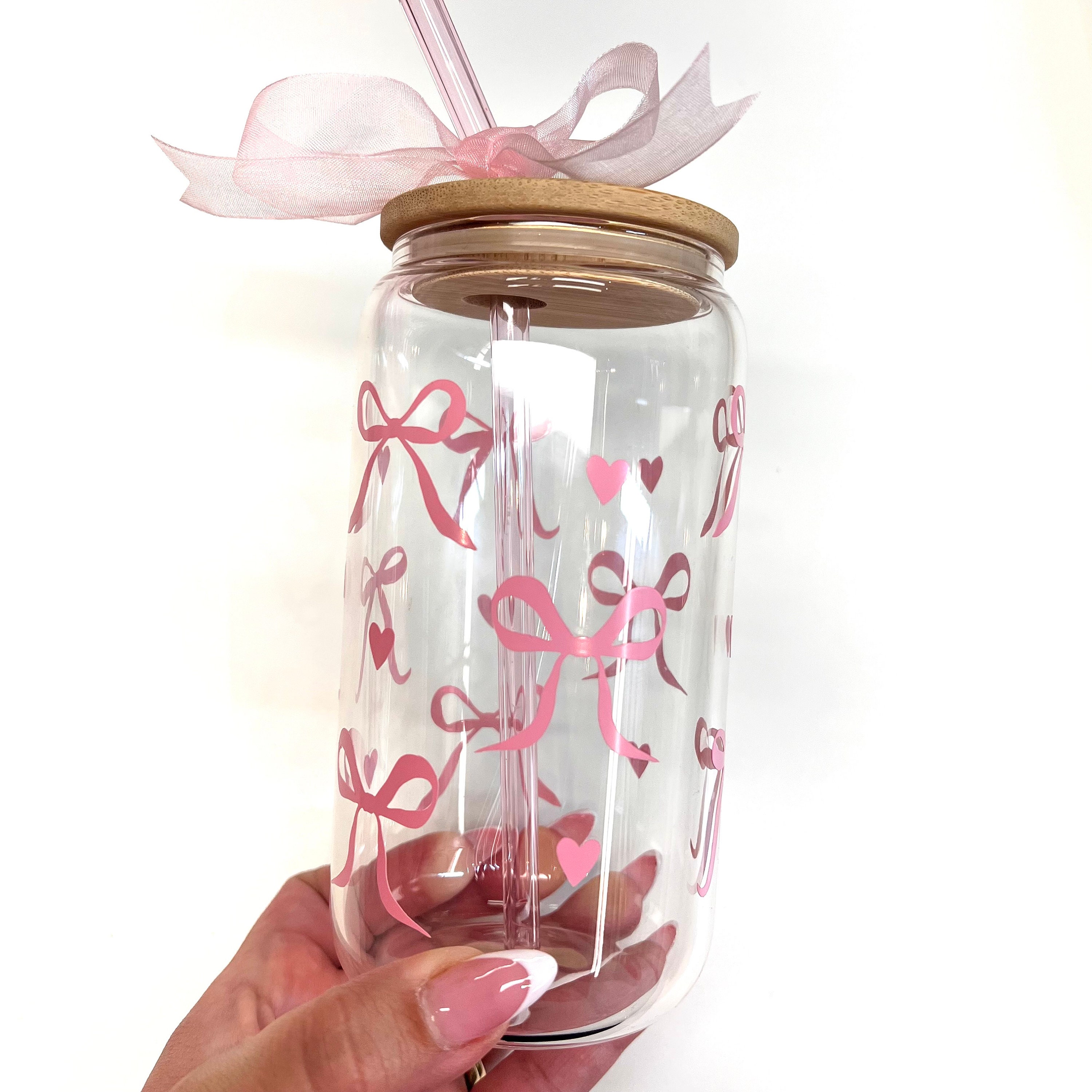 Coquette Glass Cup Pink Cup Bow Cup Aesthetic Girly Cup - Etsy