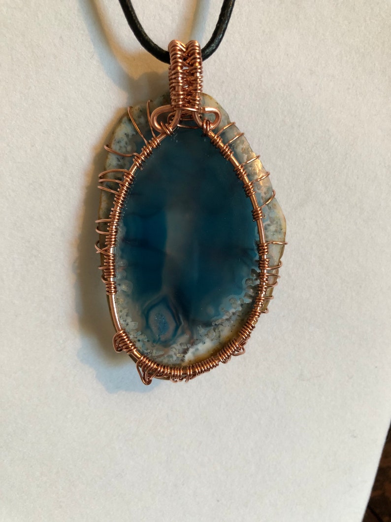 Pendant Tree of Life, Blue Geode, Copper Wire Wrapped - Etsy