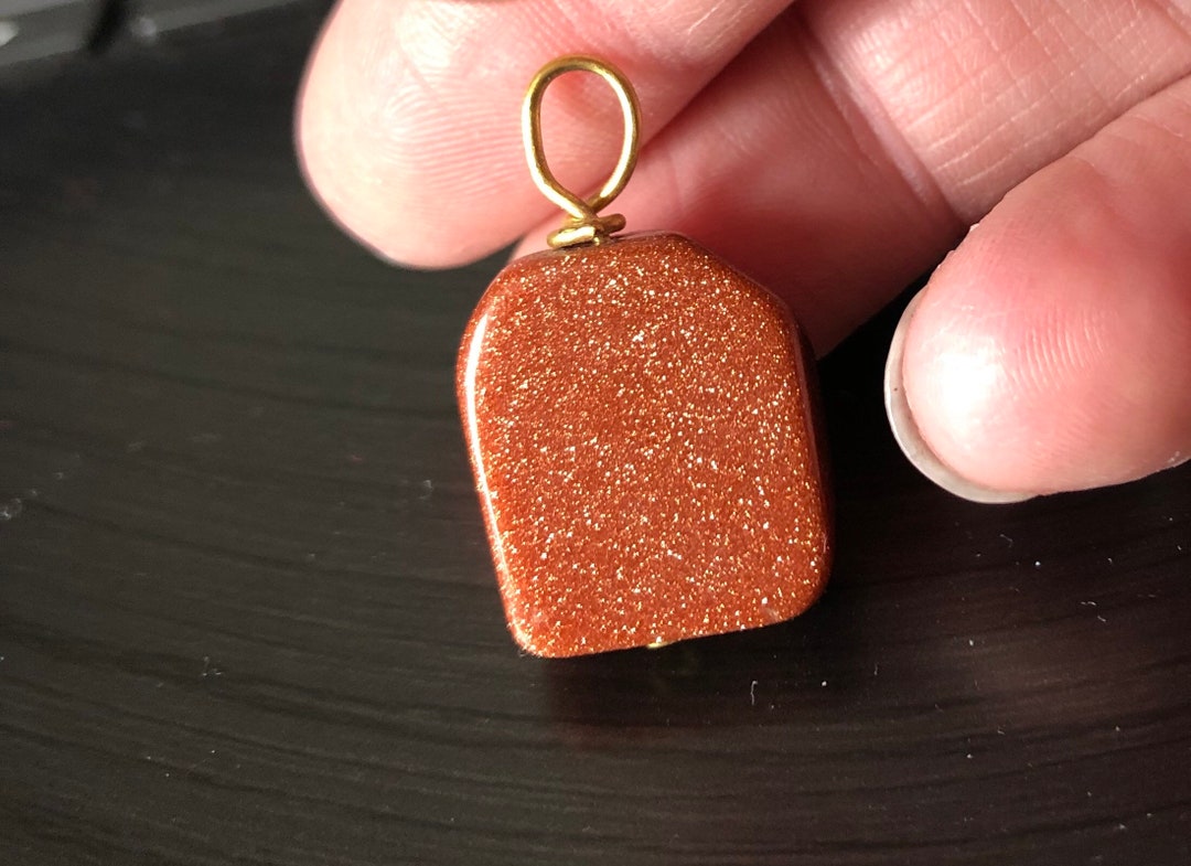 Pendant Goldstone With Gold Wire. Chakra: Root Zodiac Sign - Etsy