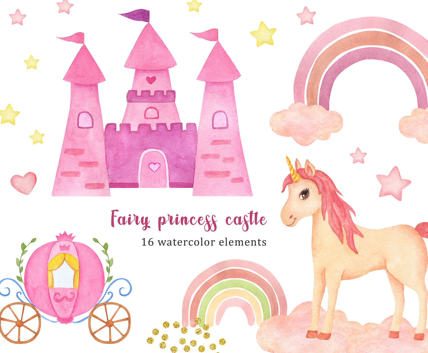 Card Making & Stationery Watercolor princess clipart hand painted ...