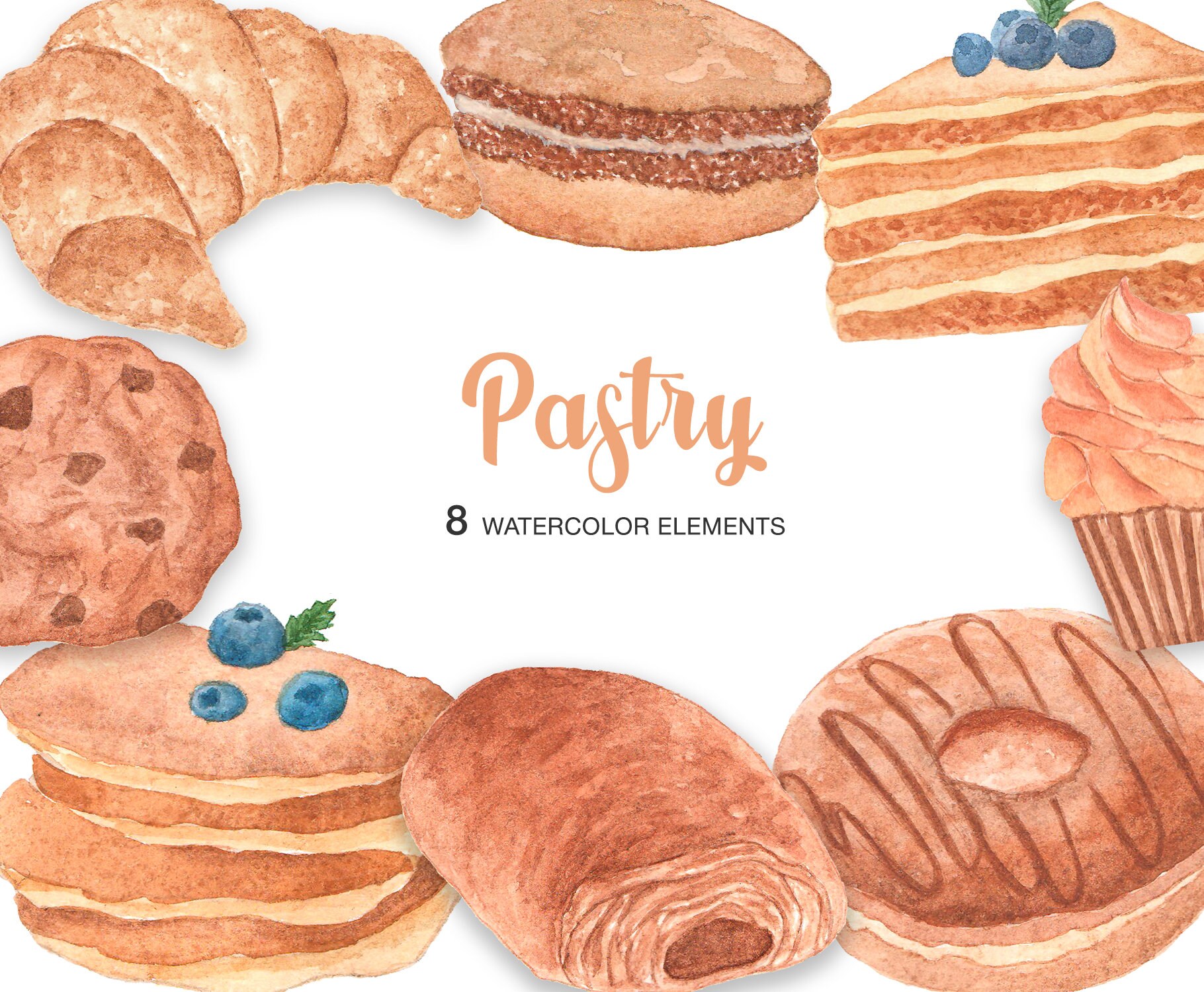Embellishments Papercraft Paper, Party & Kids Watercolor croissant ...