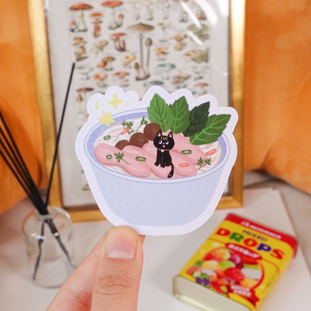 Black Kitty in a Pho | Cat Sticker | Gloss Finish | Vinyl Stickers ...
