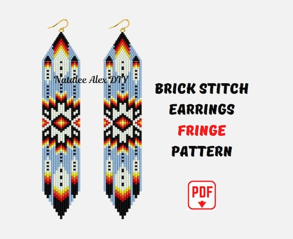 Fringe Earrings Pattern Native American Style Beading Pattern | Etsy