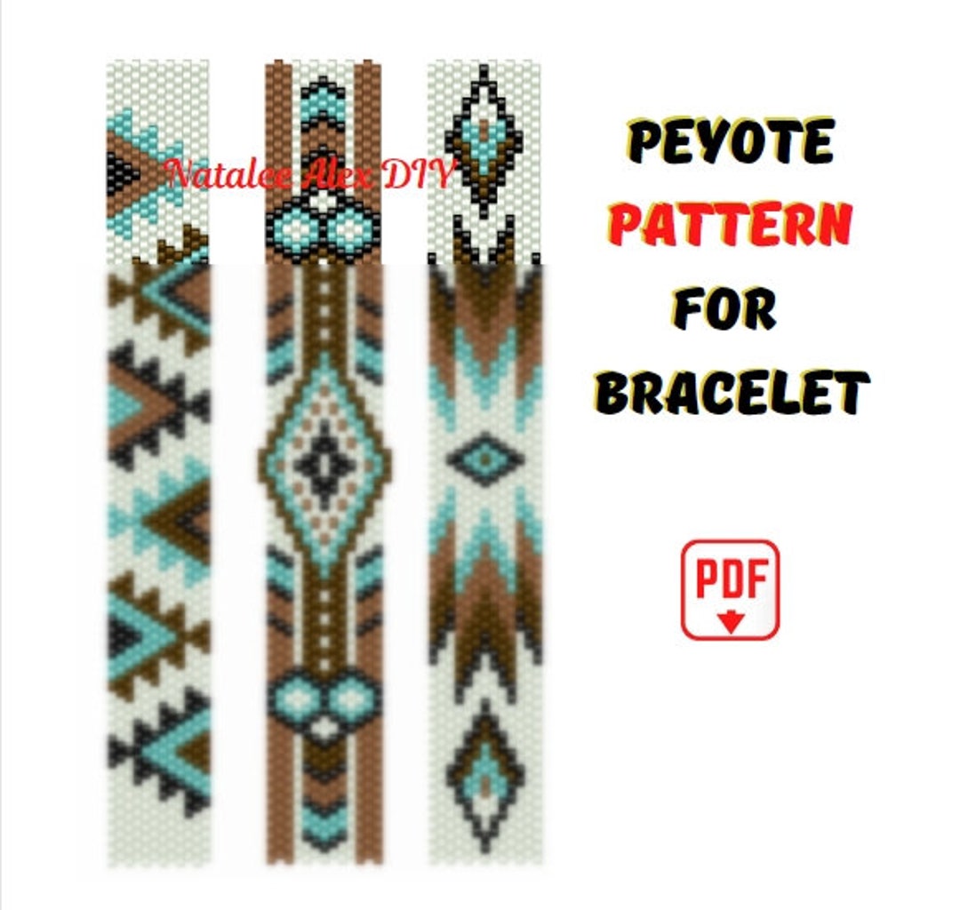 Peyote Pattern Bracelet Native American Style Set 3 Pcs. Indian Ethnic ...