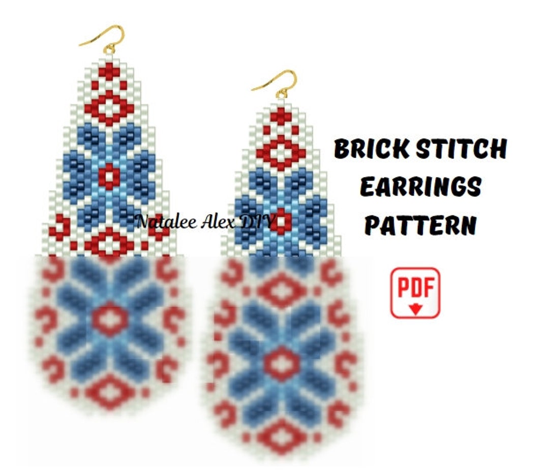 Brick Stitch Earrings Teardrop Pattern Ethnic Seed Bead - Etsy