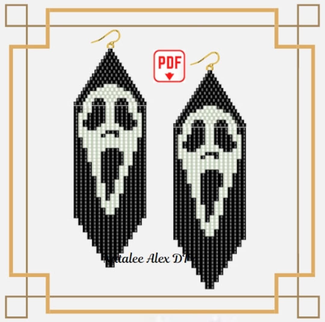 Brick Stitch Earrings Pattern Ghost Halloween Beaded Earrings Pattern ...