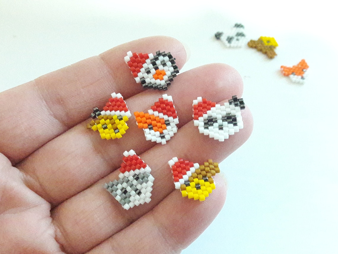 Little Bead charms for bracelet set 12 tiny animals Brick | Etsy