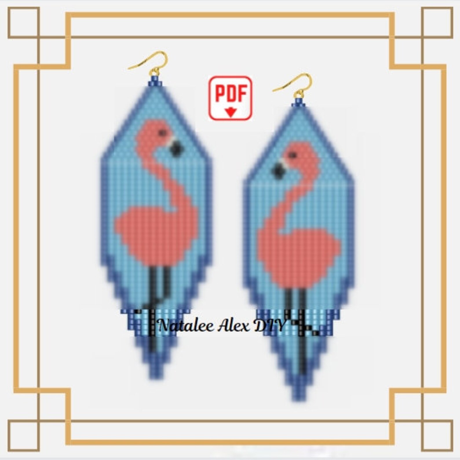 Flamingo Beaded Earrings Pattern Fringe Brick Stitch PDF - Etsy