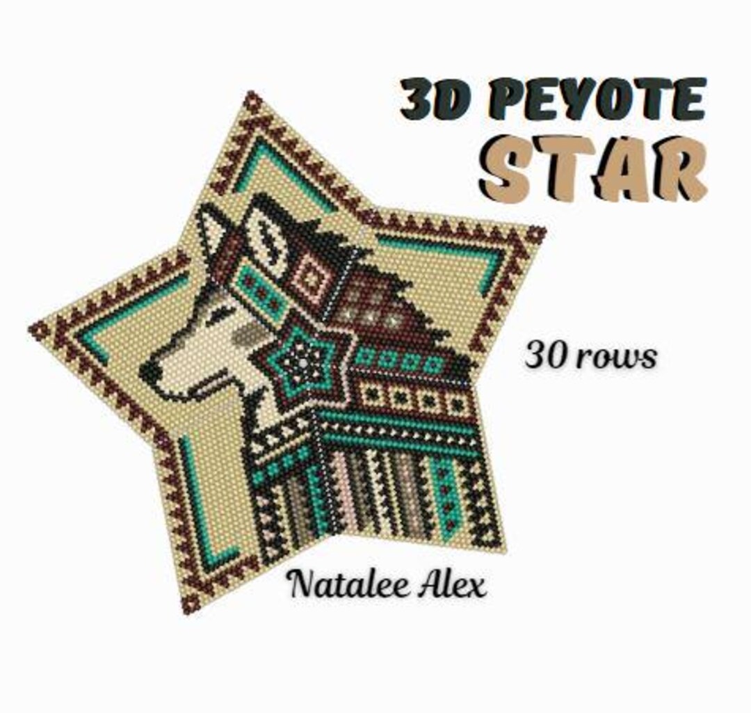 3D Peyote Star Beading Pattern Native American Style Art Indian Wolf ...