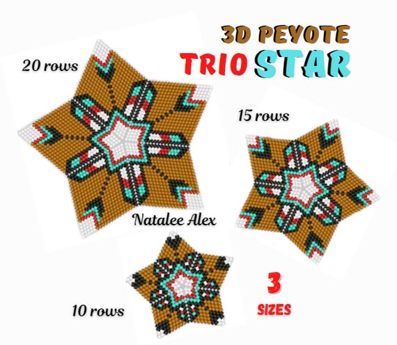 3D Peyote Star Beading Pattern Trio Native American Style | Etsy