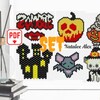 Halloween Set Brick Stitch Pattern Ornament Pattern Zombie Castle Bat ...