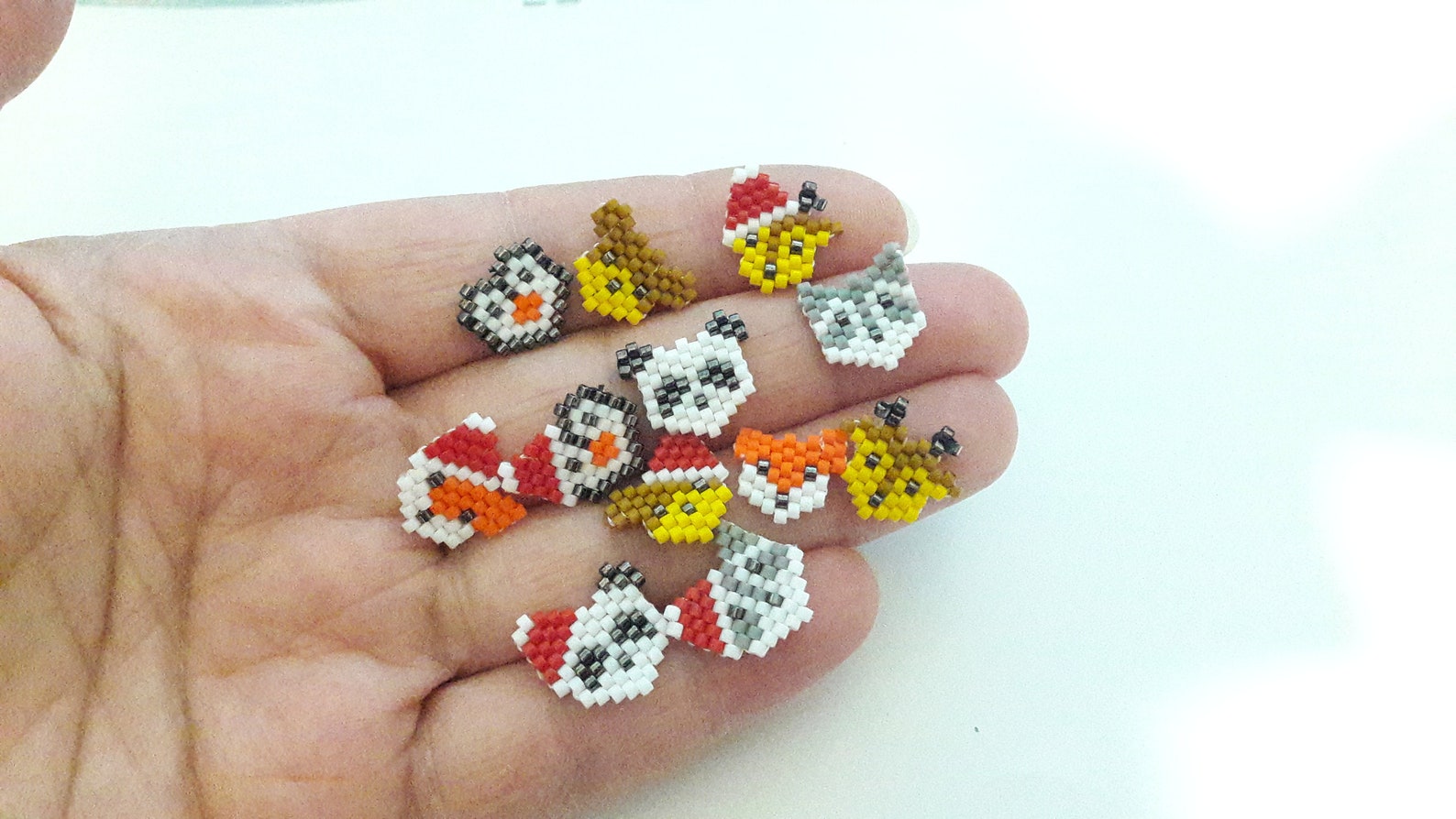 Little Bead charms for bracelet set 12 tiny animals Brick | Etsy