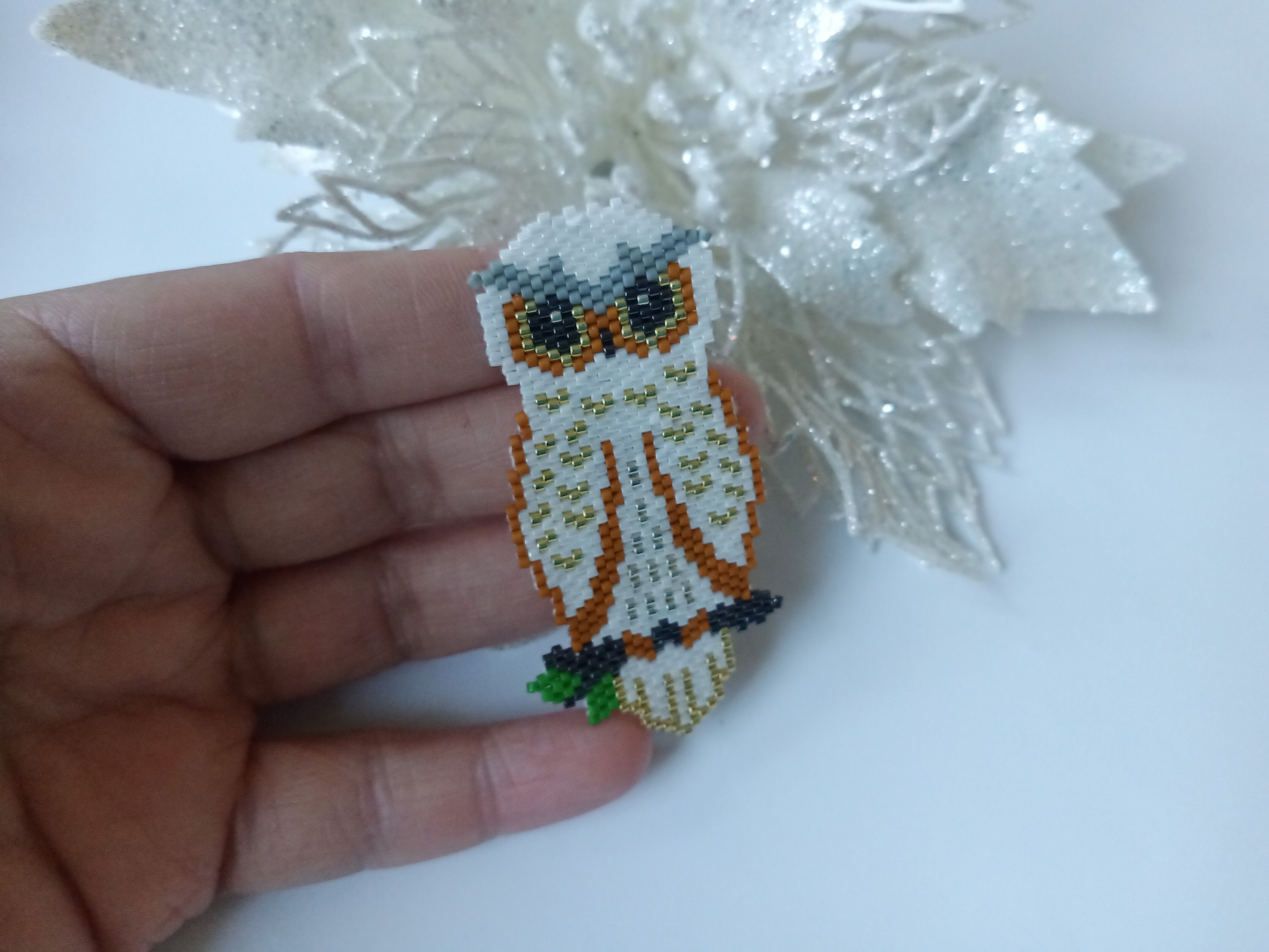 Brick Stitch Earrings Pattern White Owl Bead Loom Patterns - Etsy