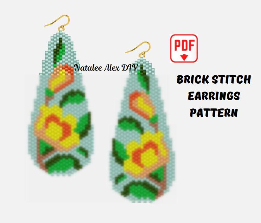 Brick Stitch Earring Beading Pattern Crocuses Seed Bead Floral Earrings ...