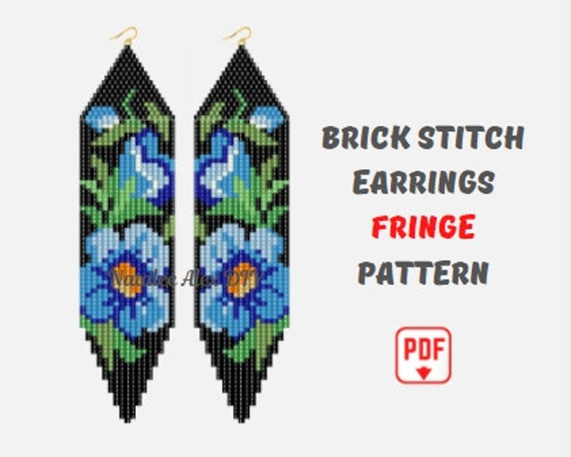 Brick Stitch Earrings Fringe Pattern Digital File PDF - Etsy